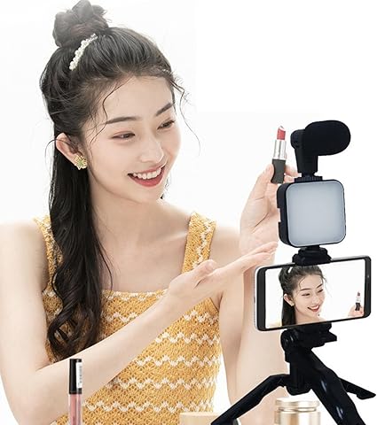 All-in-One Mobile Vlogging Kit with LED Light & Microphonec – Krizzlar.pk